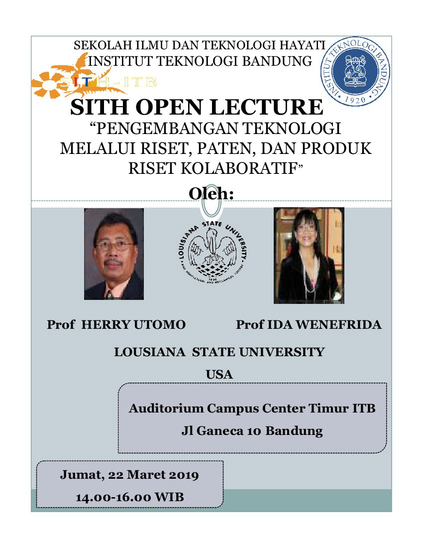 SITH Open Lecture “Pengembangan Teknologi melalui Riset, Paten dan Produk Riset Kolaboratif ...