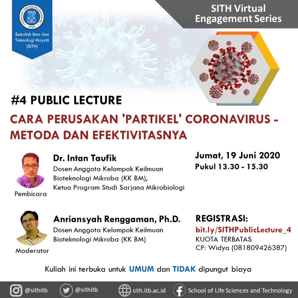SITH VIRTUAL ENGAGEMENT SERIES Virtual Public Lecture Series #4 - Sekolah Ilmu dan Teknologi Hayati