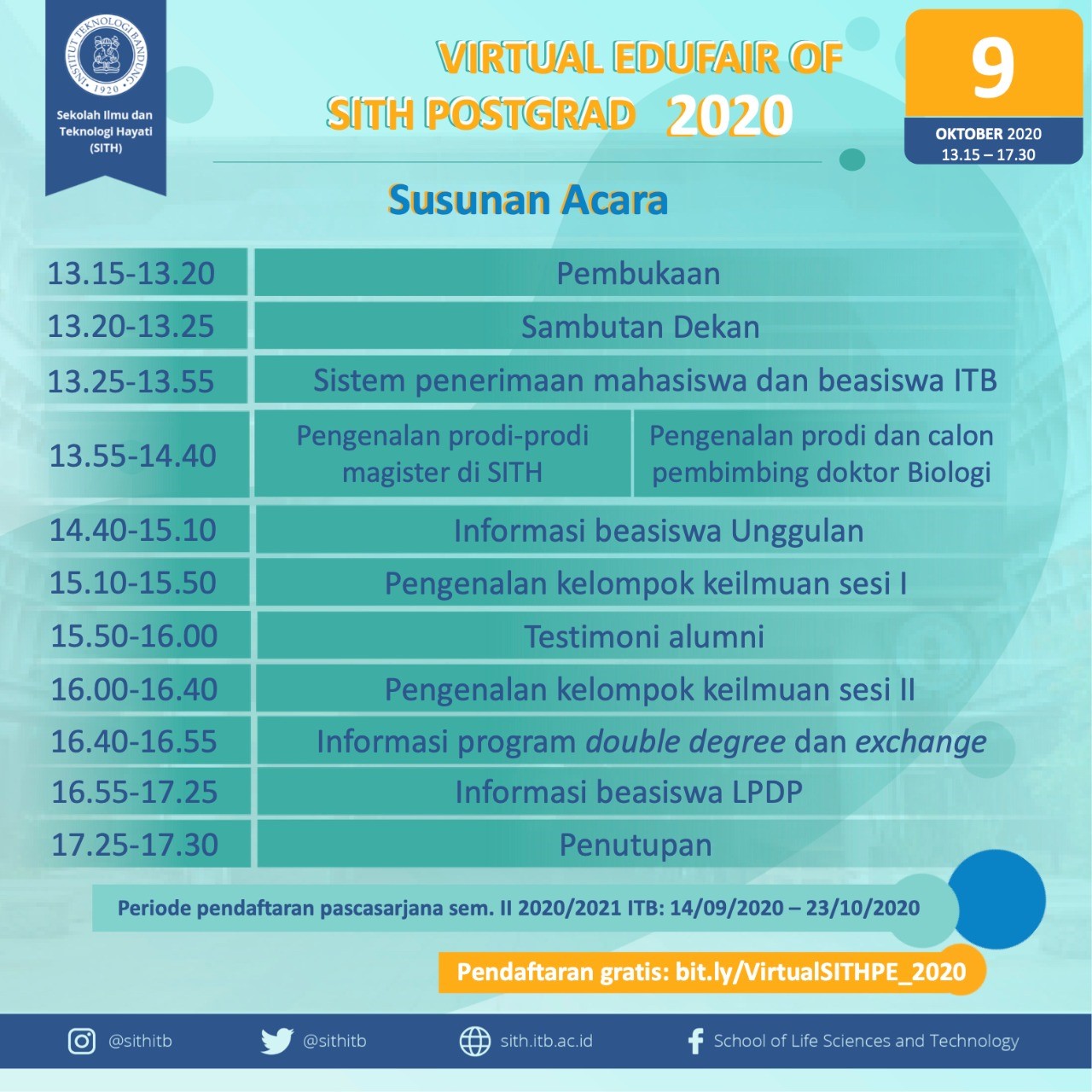 Virtual Edufair of SITH Postgrad 2020 - Sekolah Ilmu dan Teknologi Hayati