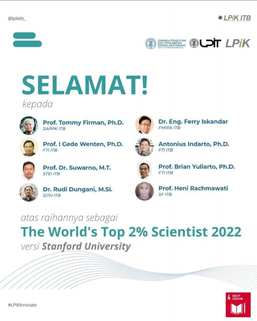 Dosen SITH Raih The World’s Top 2% Scientist 2022 Versi Standford University - Sekolah Ilmu dan ...