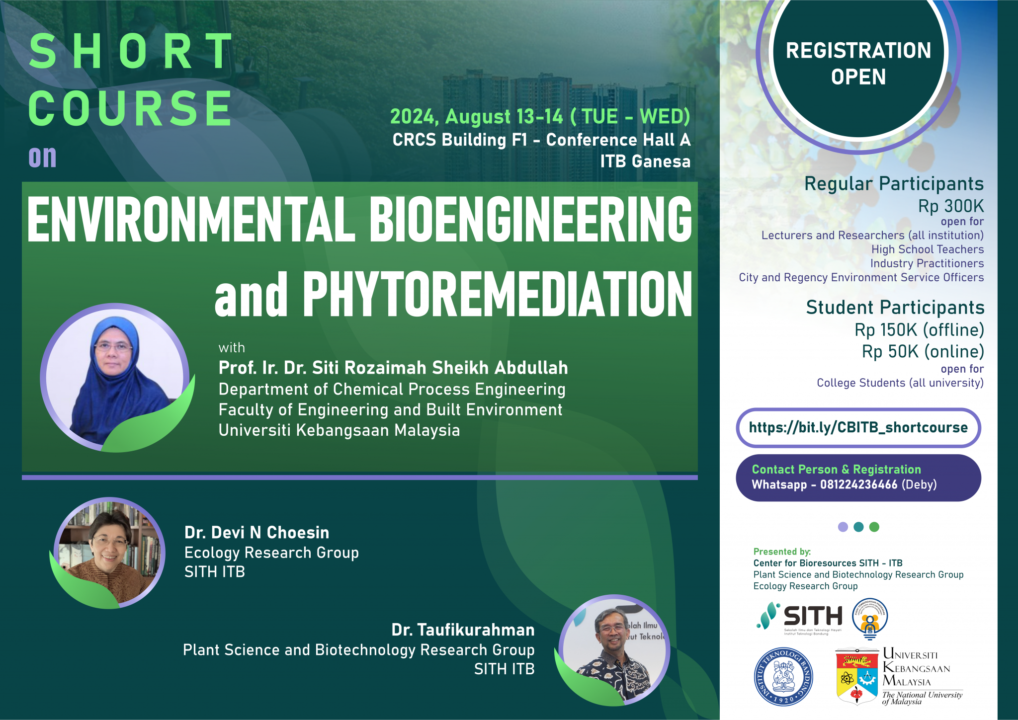 Short Course on Environmental Bioengineering and Phytoremediation